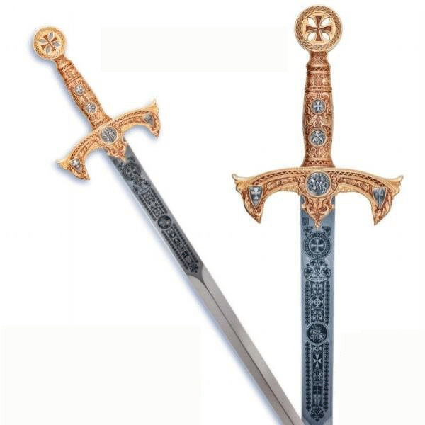 Templar Sword Deep Etching by Marto of Toledo Spain (Gold) SFMADE584S ...